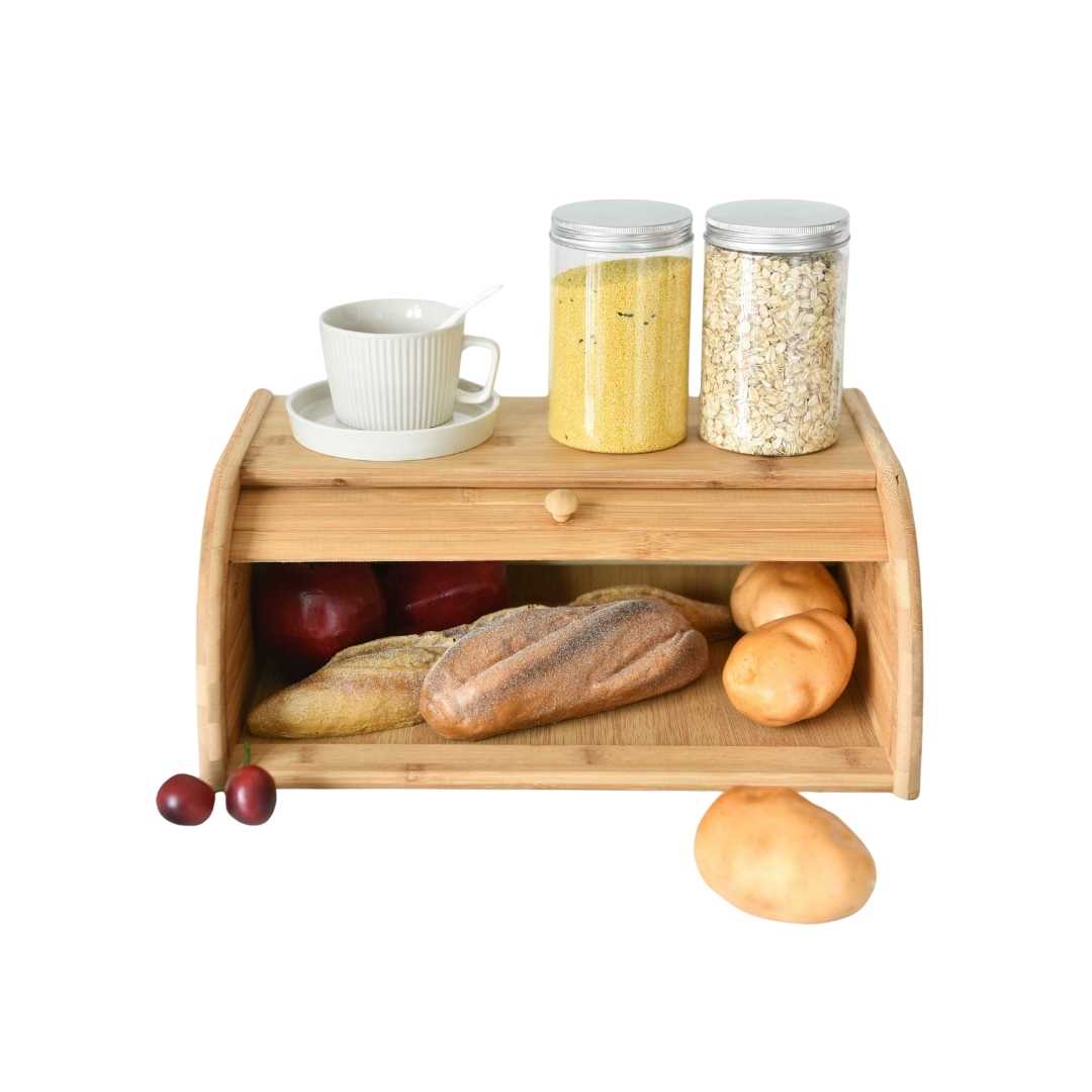 Hommfer – Bamboo Wood Bread Box with Sliding Lid
